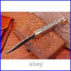 6.5 inches CUSTOM HANDMADE FORGED DAMASCUS STEEL FOLDING POCKET KNIFE ...